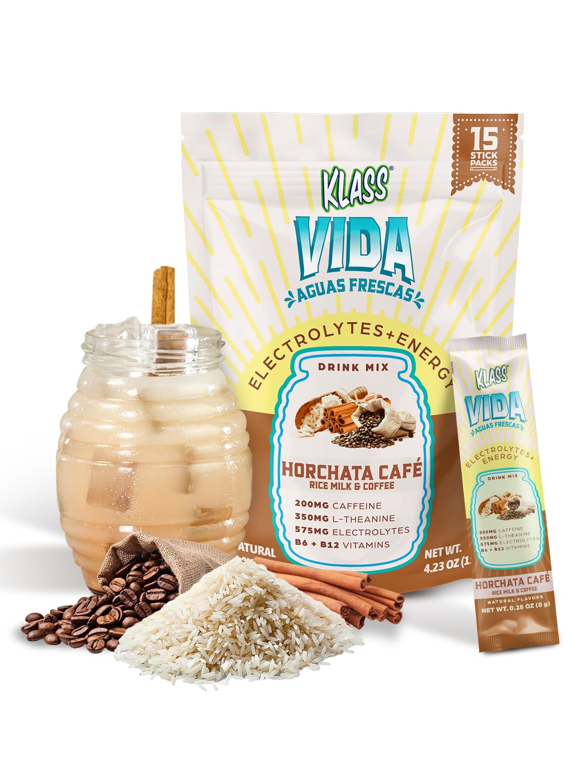 Drink Mix KLASS VIDA Hydration + Energy Horchata 15 barritas | Bodega ...
