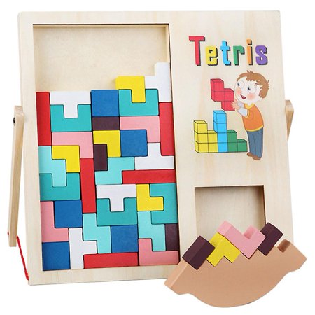 Wooden Cube Stacking Game With Multi-coloured Brick Brain Teaser Tetris ...