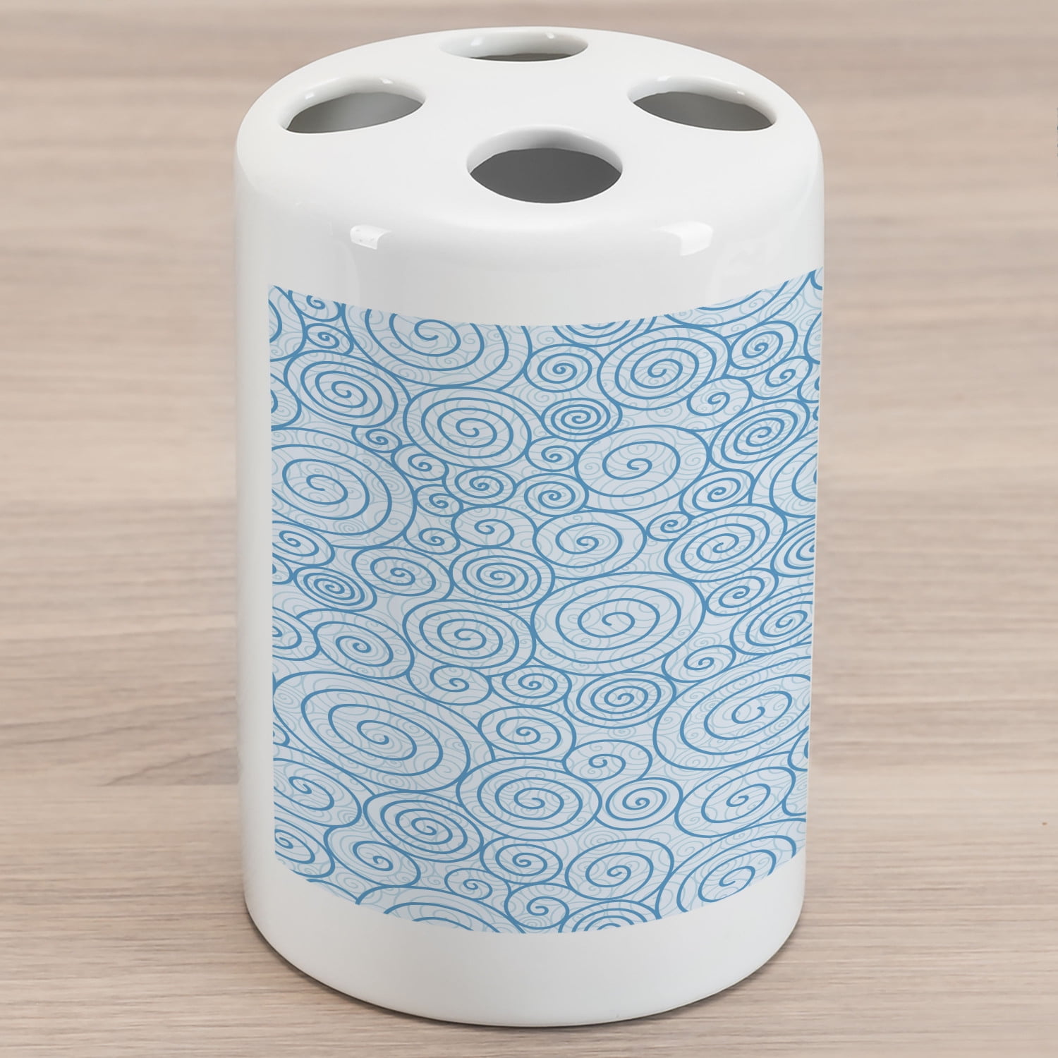 Blue and White Ceramic Toothbrush Holder, Abstract Swirls Ocean Sea ...