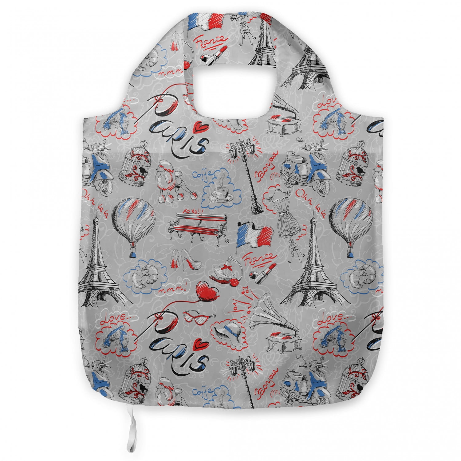 Paris Portable Fabric Shopping Bag, France Themed Image with French ...