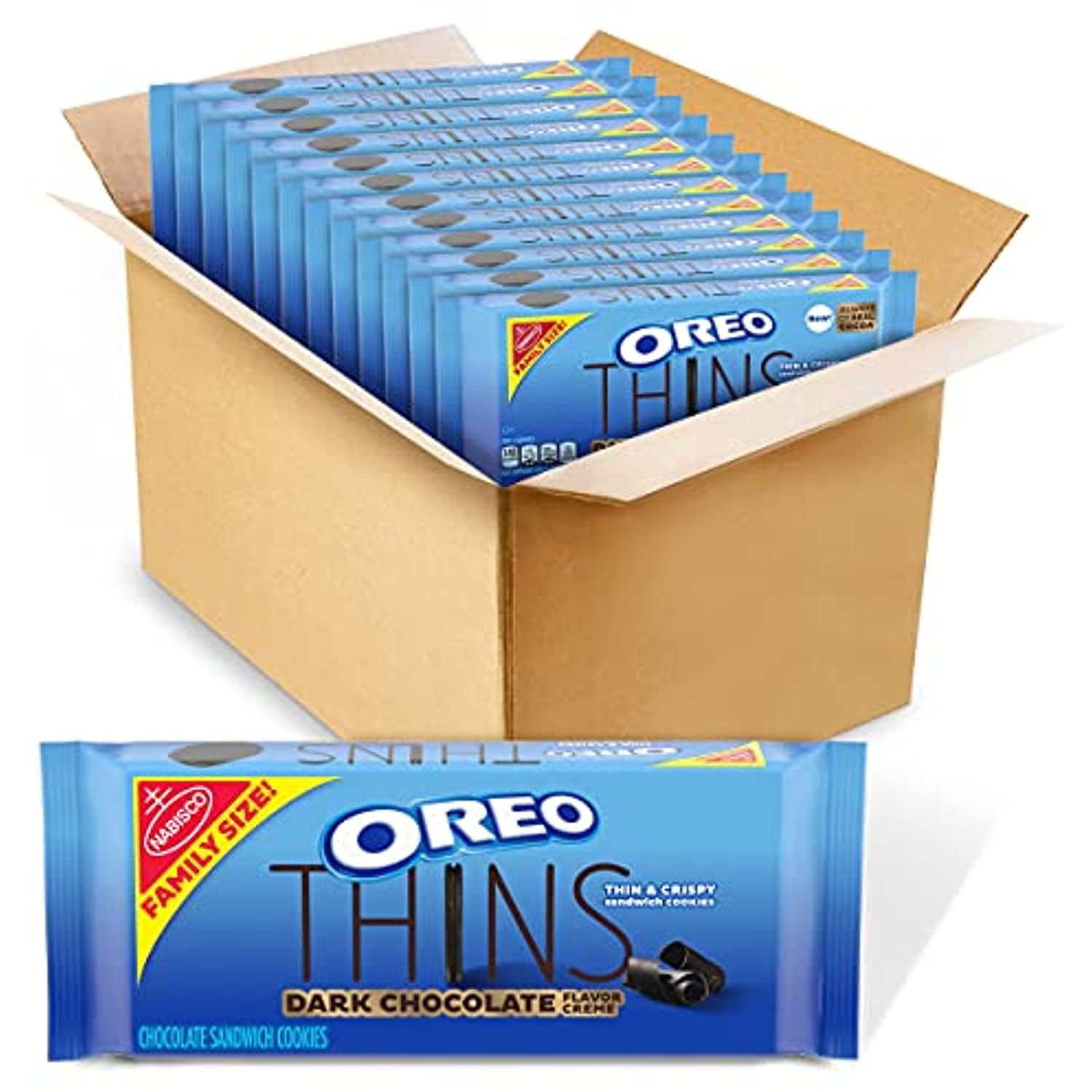 Oreo Thins Chocolate Sandwich Cookies, Dark Chocolate Flavored Creme ...
