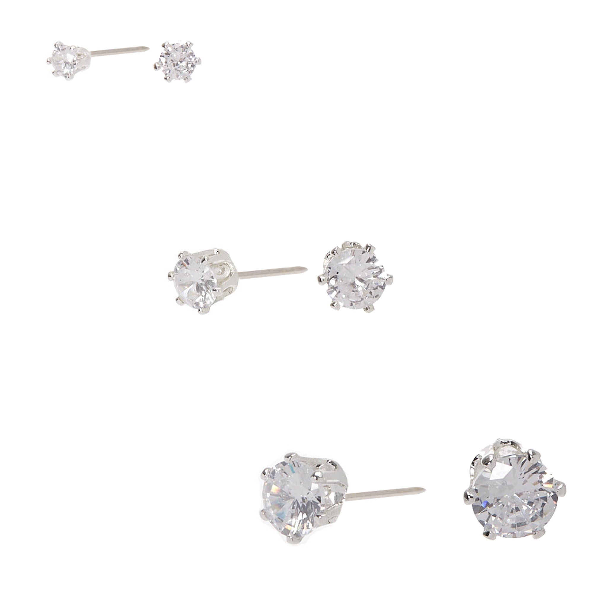 Click here for Claires 3pk Silver Crystal Stud Earrings prices