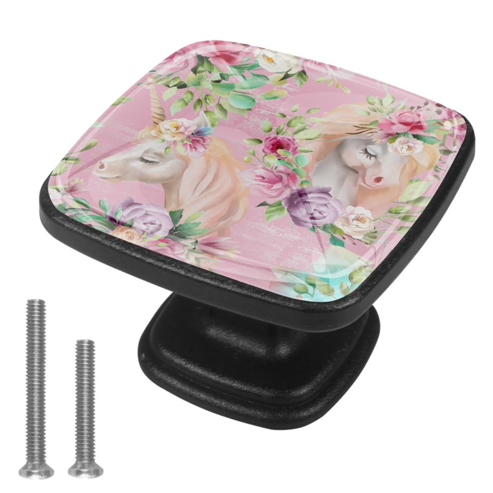 4 Pcs Cabinet Handle Drawer Pulls Unicorn Knobs with Screws Square ...
