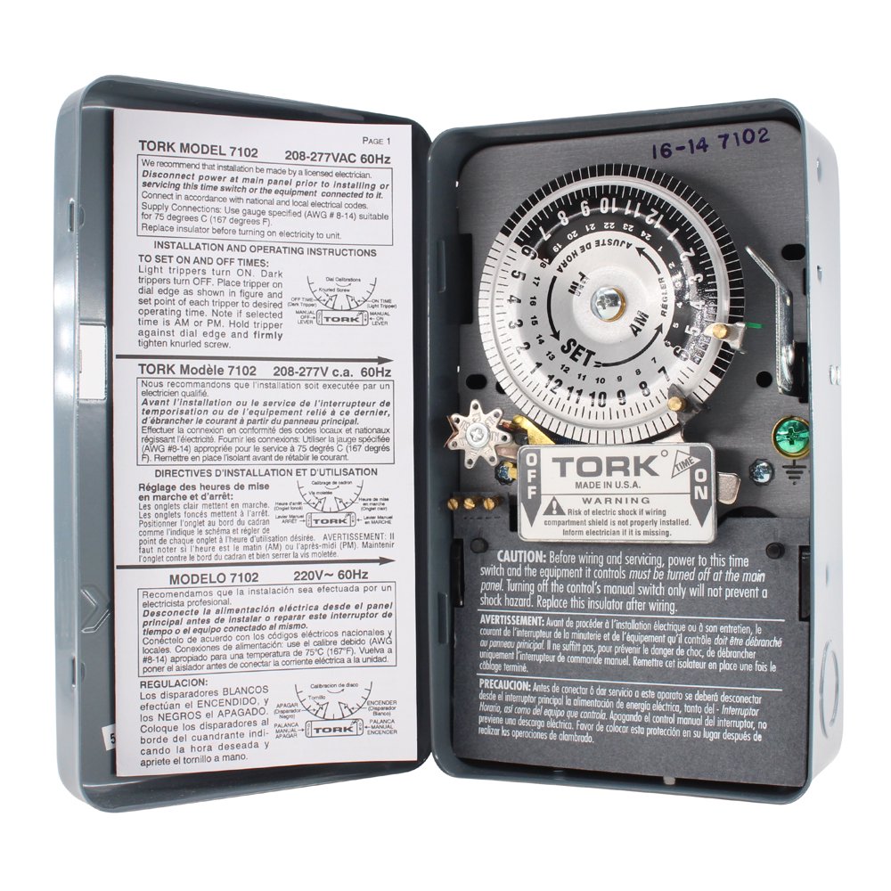 NSI Tork 7102 Indoor Timer Switch 24 Hour Skip A Day SPST 40A 208 nsi-tork-7102-indoor-timer-switch-24-hour-skip-a-day-spst-40a-208