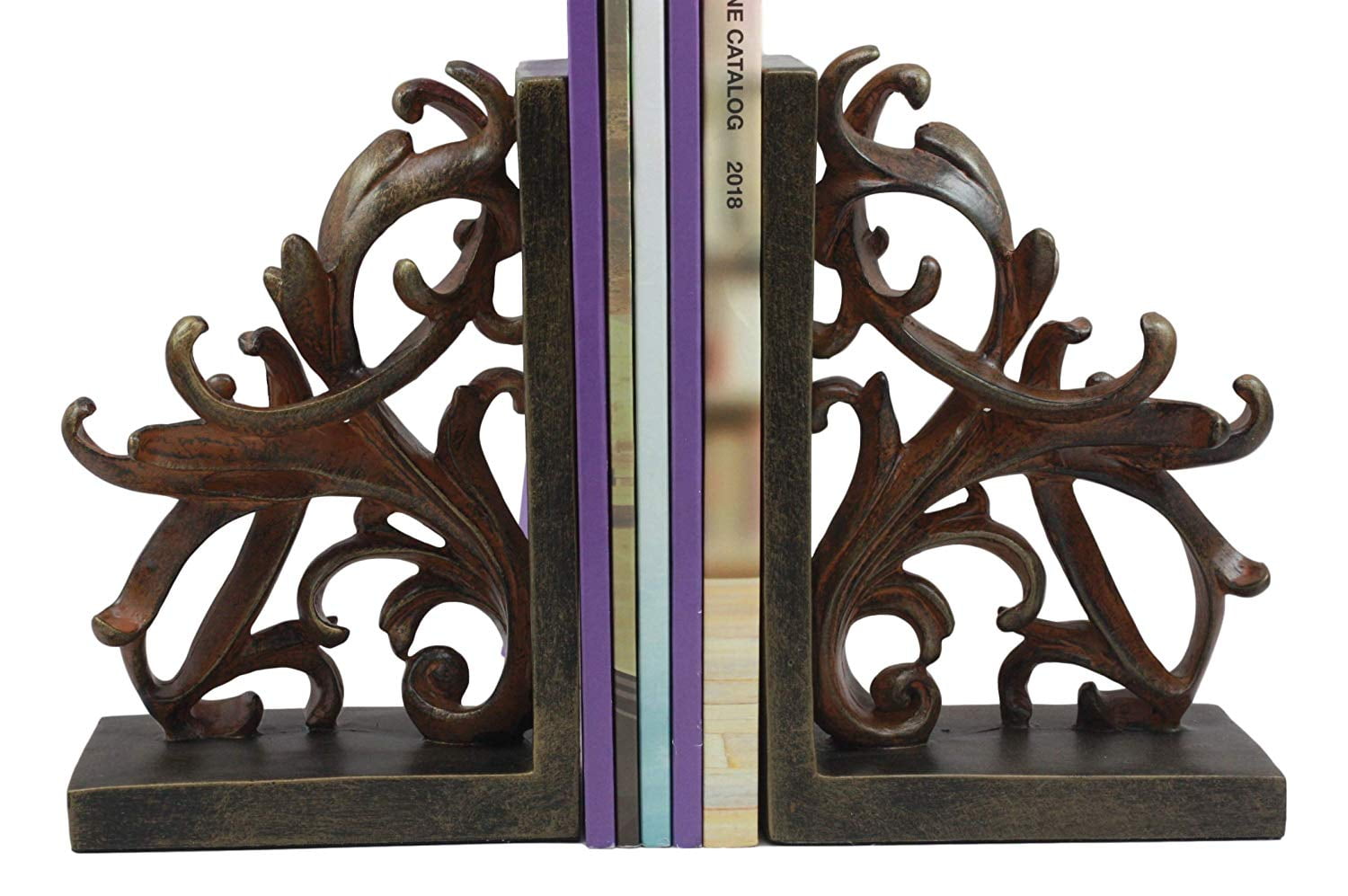 Ebros Vintage Ornate Scroll Bookends Set Scroll Art Statue Pair 7.5 ...
