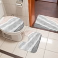 3 Piece Bathroom Rug Set, Gray Beach Waves Non Slip Bath Mat with ...