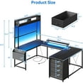 U-Shaped Desk with Monitor Stand and LED Lights - Large Gaming Desk ...