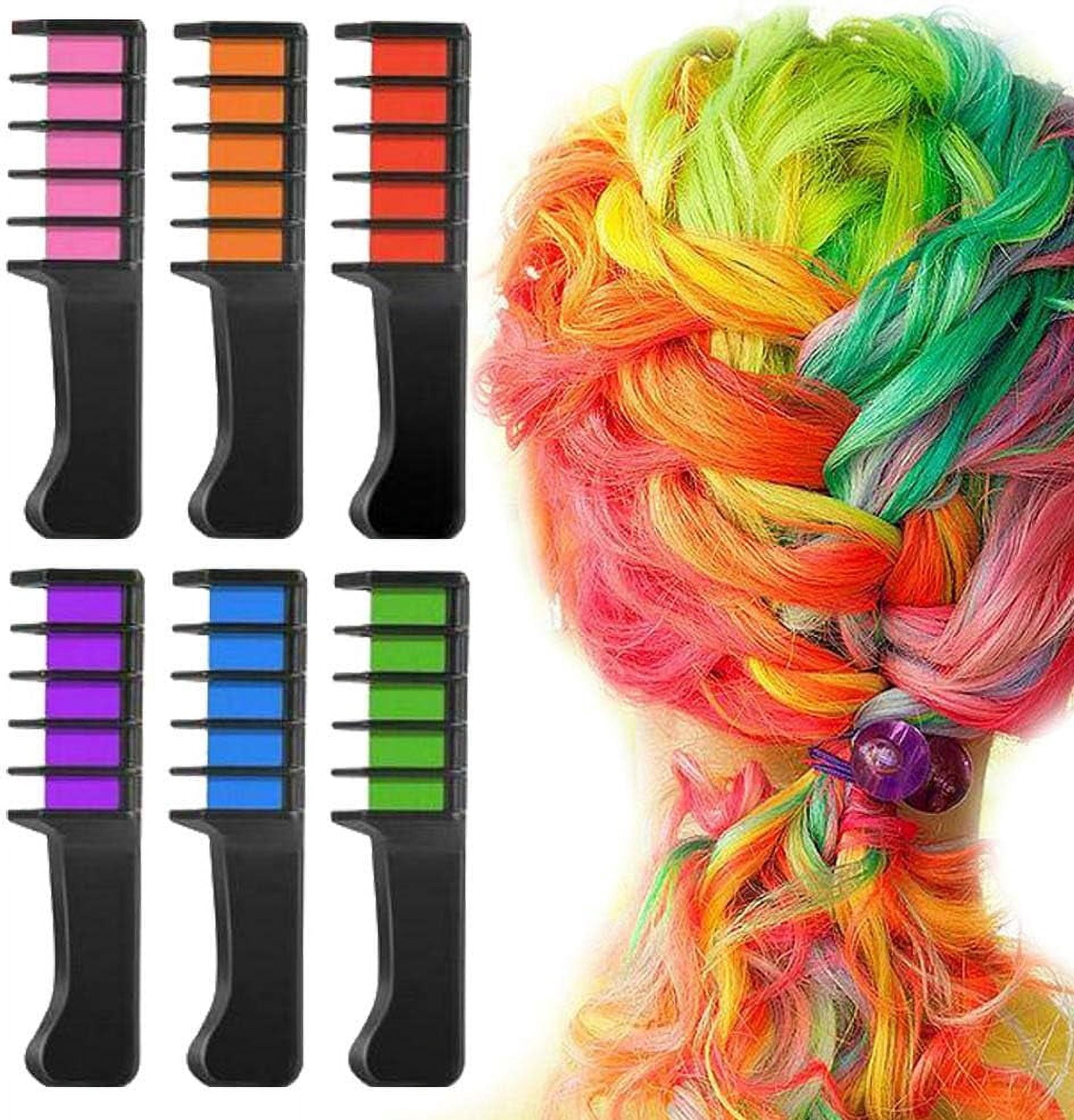 Hair Chalk Comb, 6 Colors Hair Chalk for Girls Temporary Hair Color ...