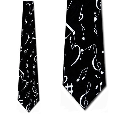 Black and White Music Notes Necktie Mens Tie - Walmart.com