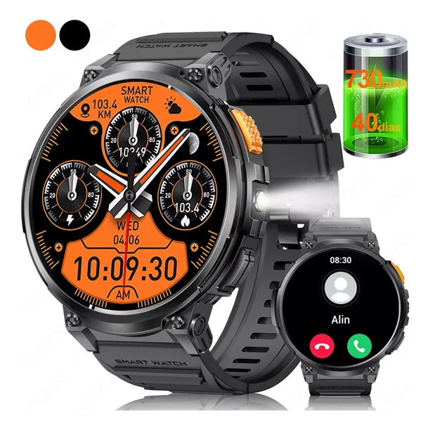 Reloj Inteligente Hombre Militar Linterna Llamada Smartwatch | Bodega ...