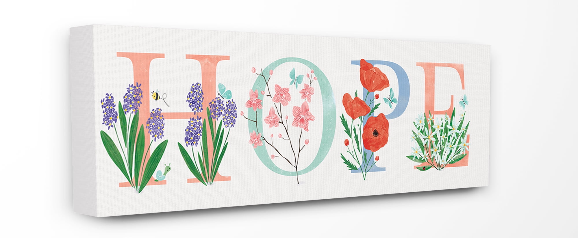 The Stupell Home Decor Collection Floral Hope Typography Oversized ...