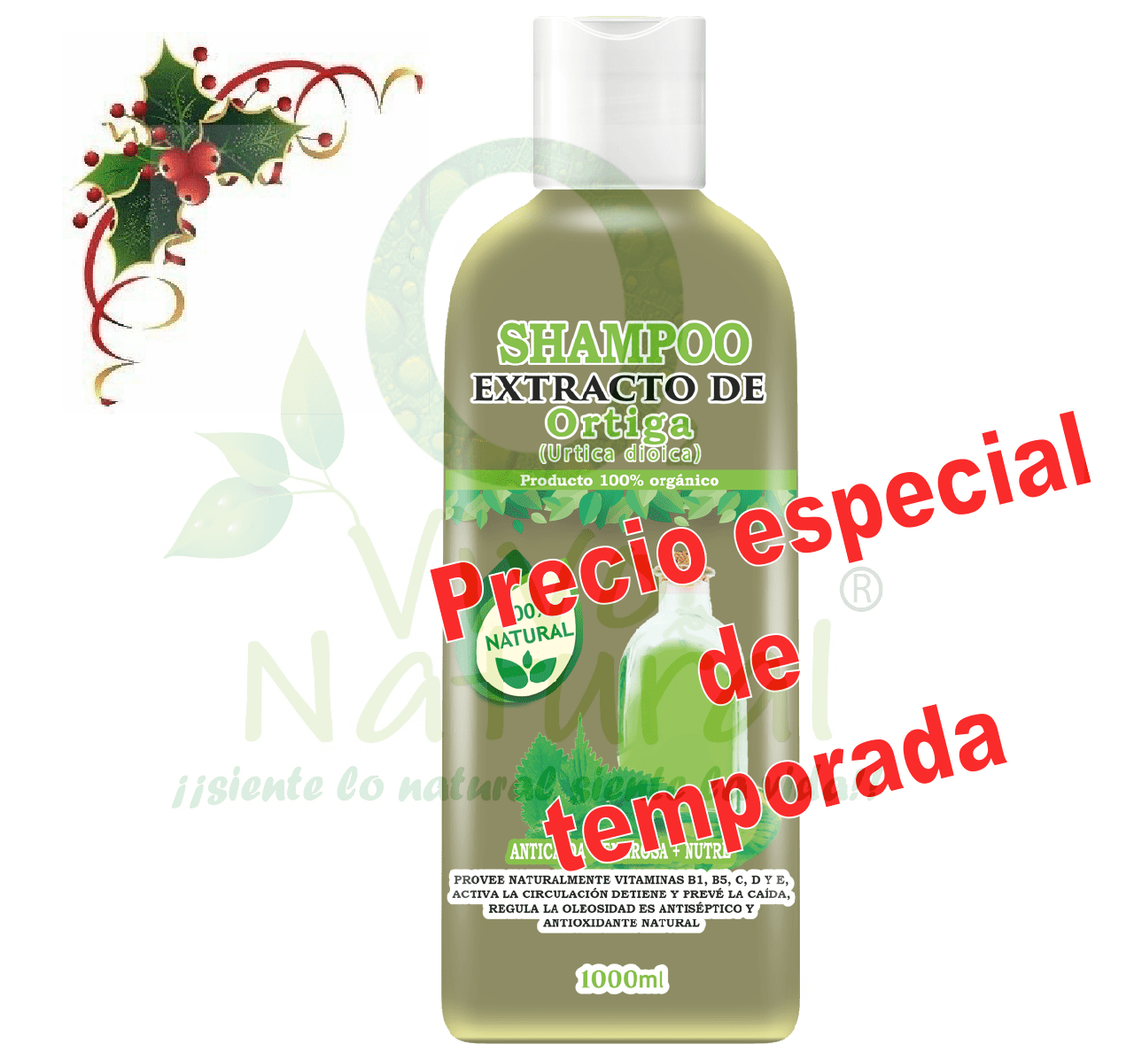 Shampoo VivoNatural con Extracto de Ortiga de 1 litro | Bodega Aurrera en línea