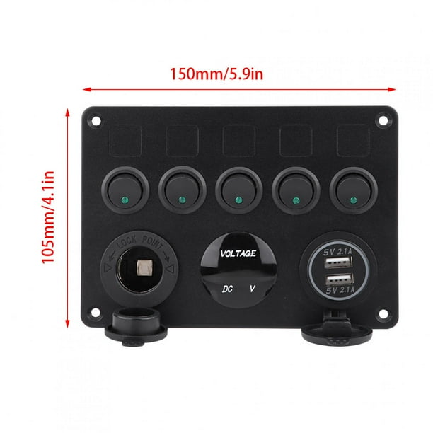 Boat Toggle Switch Panel,12-24V 5 Gang On/Off Toggle Switch Panel ...