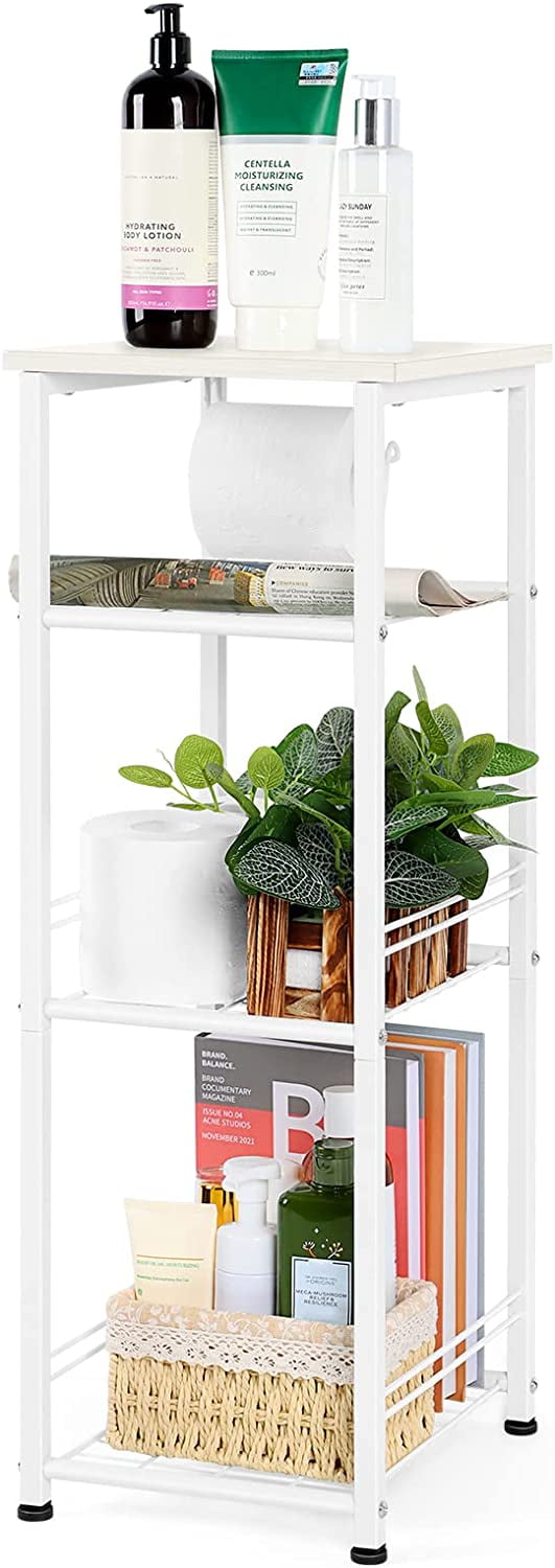 Bathroom Storage Shelf Freestanding 4 Tier Small Shelving Unit ...