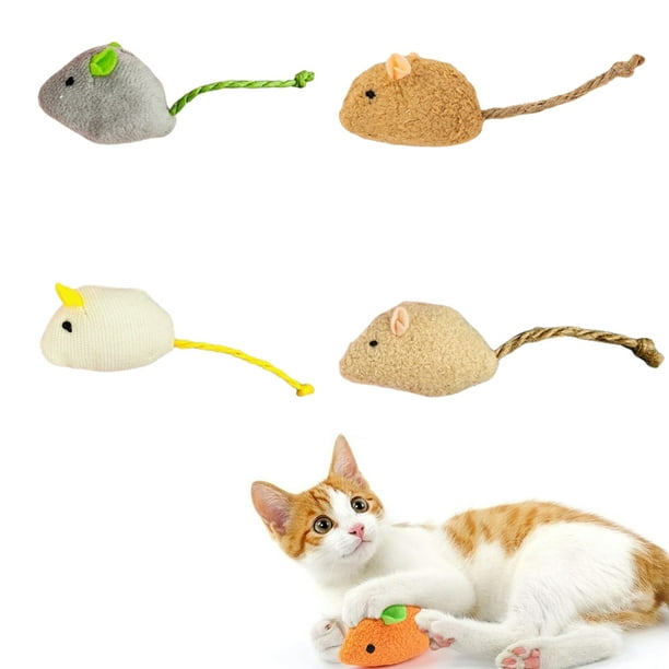 Juguetes para morder de gato -4 juguetes para gatos de peluche de ratón ...