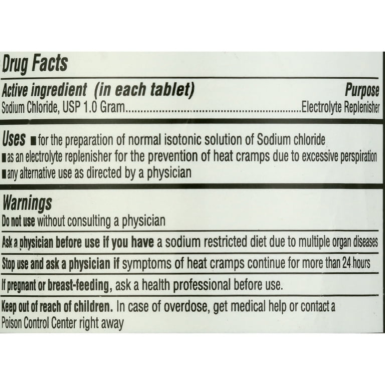 Sodium Chloride Tablets Gm, USP Normal Salt Tablets 300, 56% OFF