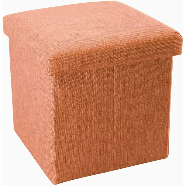 Foldable Pouf 30x30x30 cm in Mandarin Orange – Decorative Storage Box ...