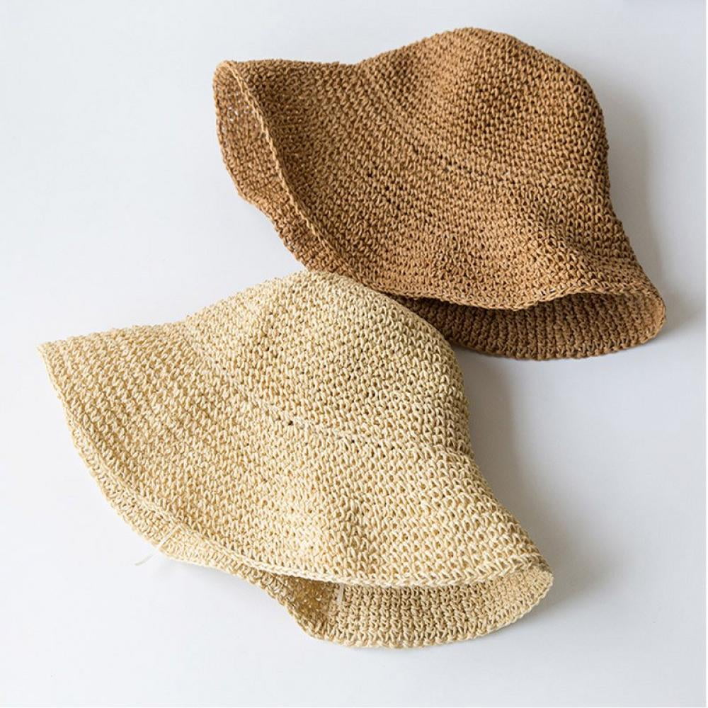 Women's Wide Brim Caps Foldable Summer Beach Sun Straw Hats - Walmart.com