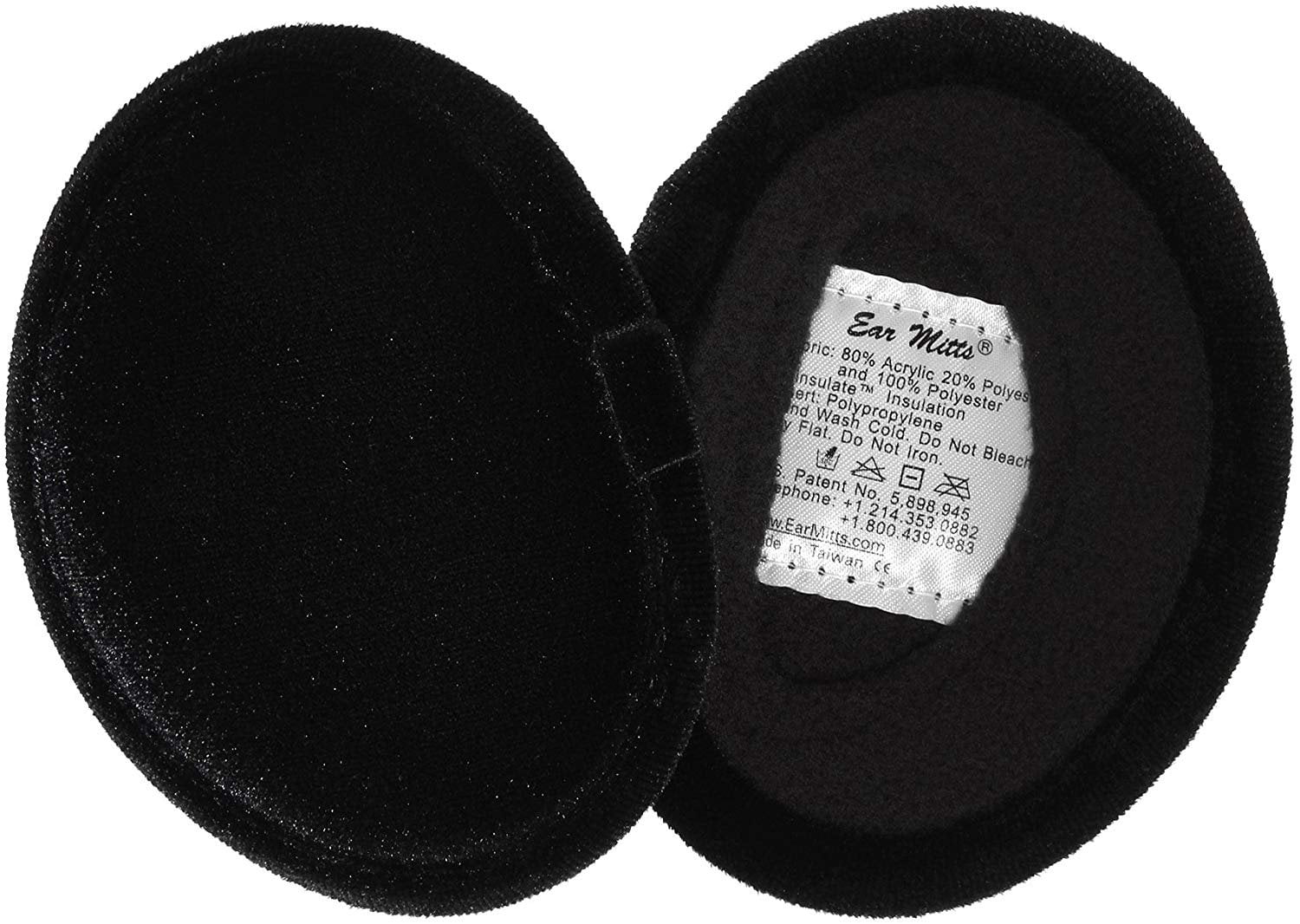 Ear Mitts Bandless Ear Muffs For Women, Black Velvet Ear Warmers, Small ...