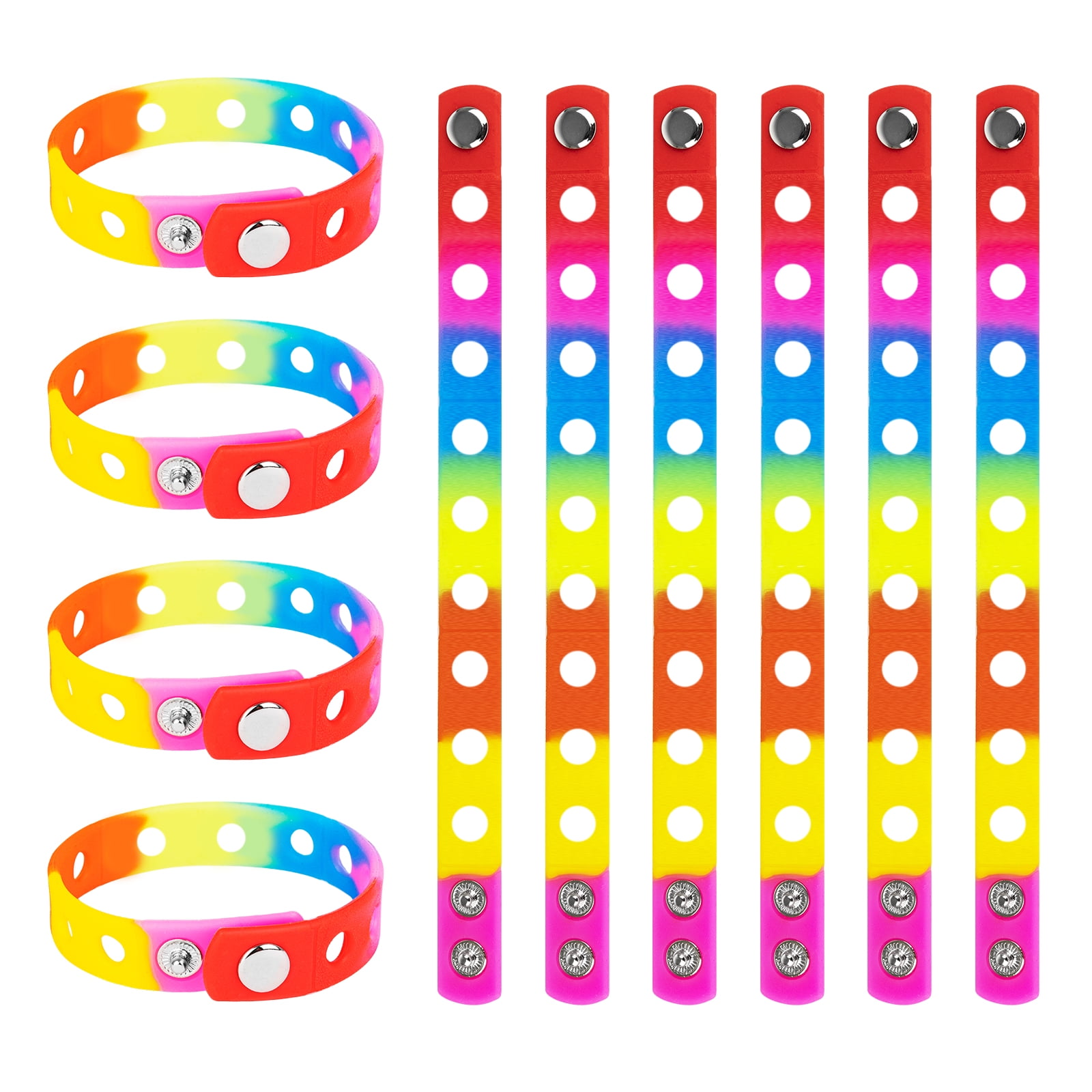 GOGO 10 PCS Adjustable Cute Wristbands, Rainbow Pride Rubber Charm ...