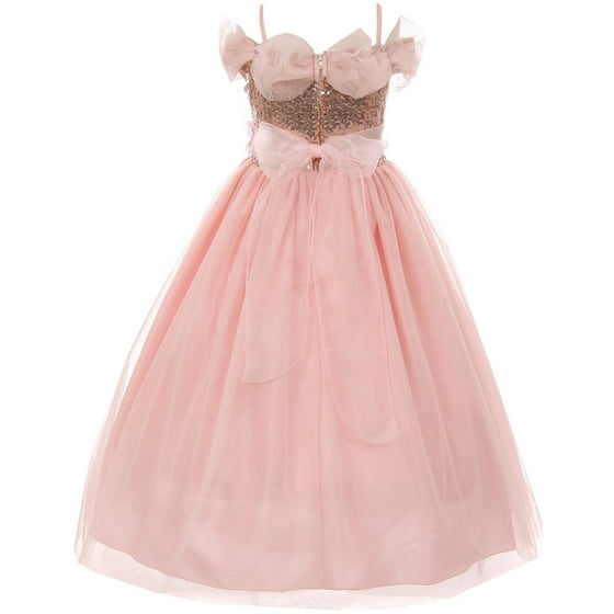 Dreamer P - Little Girls Dress Sequin Glitter Off Shoulder Tulle ...