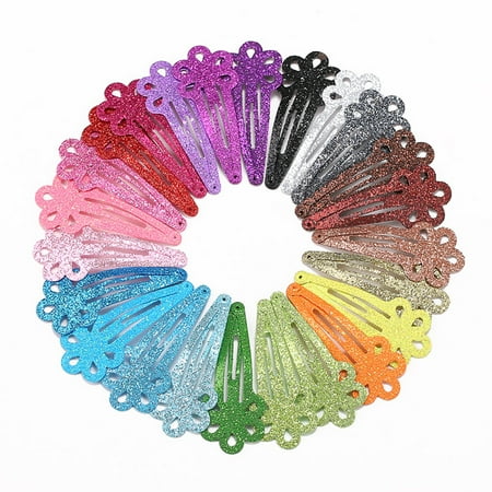 24PCS Kids Glitter Hair Clip Flower Design Glitter Hair Barrette Snap ...