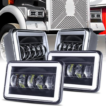 4x6 Led Headlights with White DRL amber Turn Signal Light Seal Beam for ...