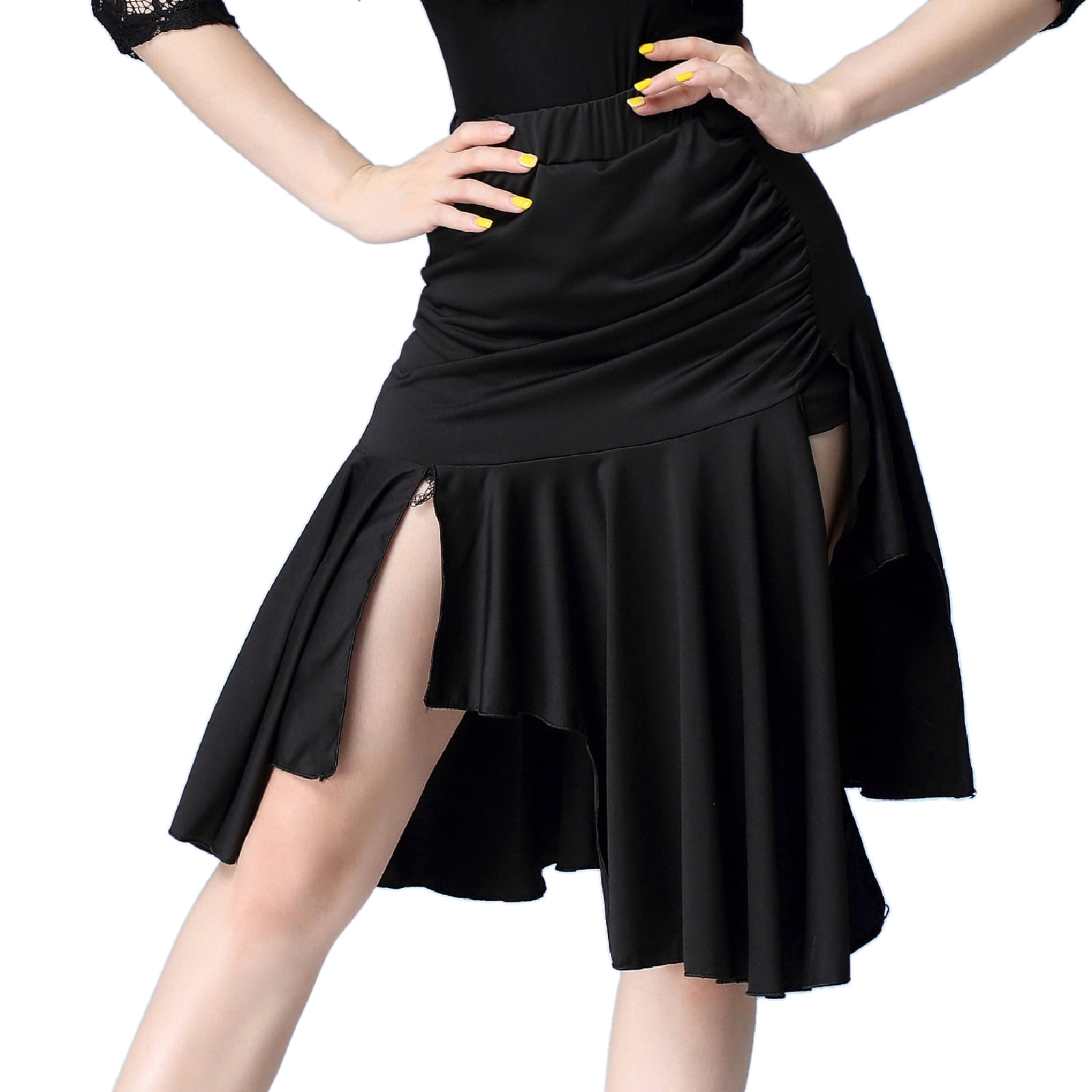 Asymmetric Hem Slit Salsa Tango Cha Cha Latin Dancing Party Skirts ...