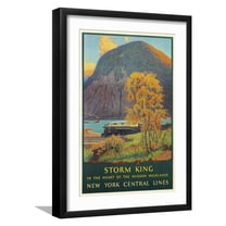 Art.com Storm King, New York Train Route Art Print, Black Frame Wall ...