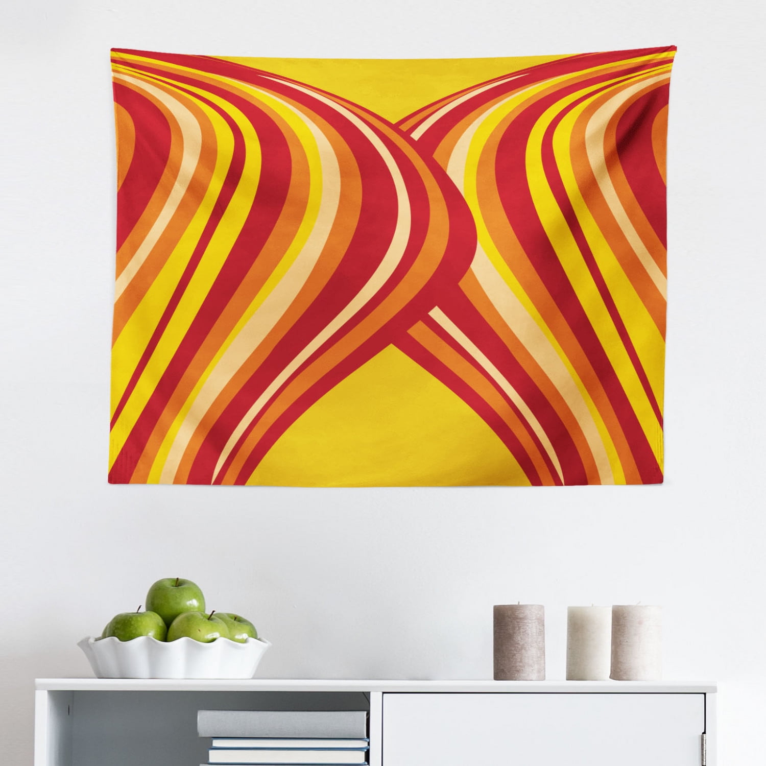 Geometric Tapestry, Vertical Tiny and Thick Lines Striped Retro Style ...
