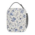Blue Floral Toile Lunch Bag Reusable Thermal Lunch Box with Handle for ...