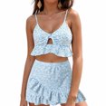 COMVALUE Womens Tankini Swimsuits V Neck Push Up Swim Top Color Block ...