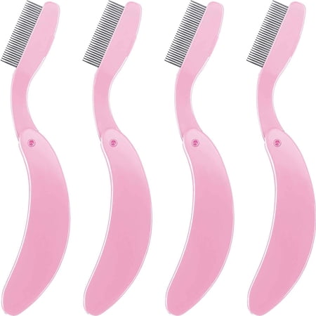 4 Packs Folding Eyelash Comb, Stainless Steel Teeth Eyebrow Comb Lash ...
