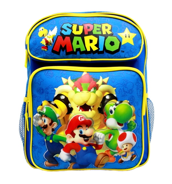 Medium Backpack - Nintendo - Super Mario Group Blue 14" School Bag New ...