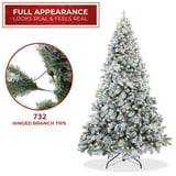 Casafield 6FT Easy Setup Pre-Lit Snow-Flocked Pine Artificial Christmas ...