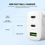 Esoulk 40W 3-Port USB-C PD (Power Delivery) and USB-A Quick Charge ...