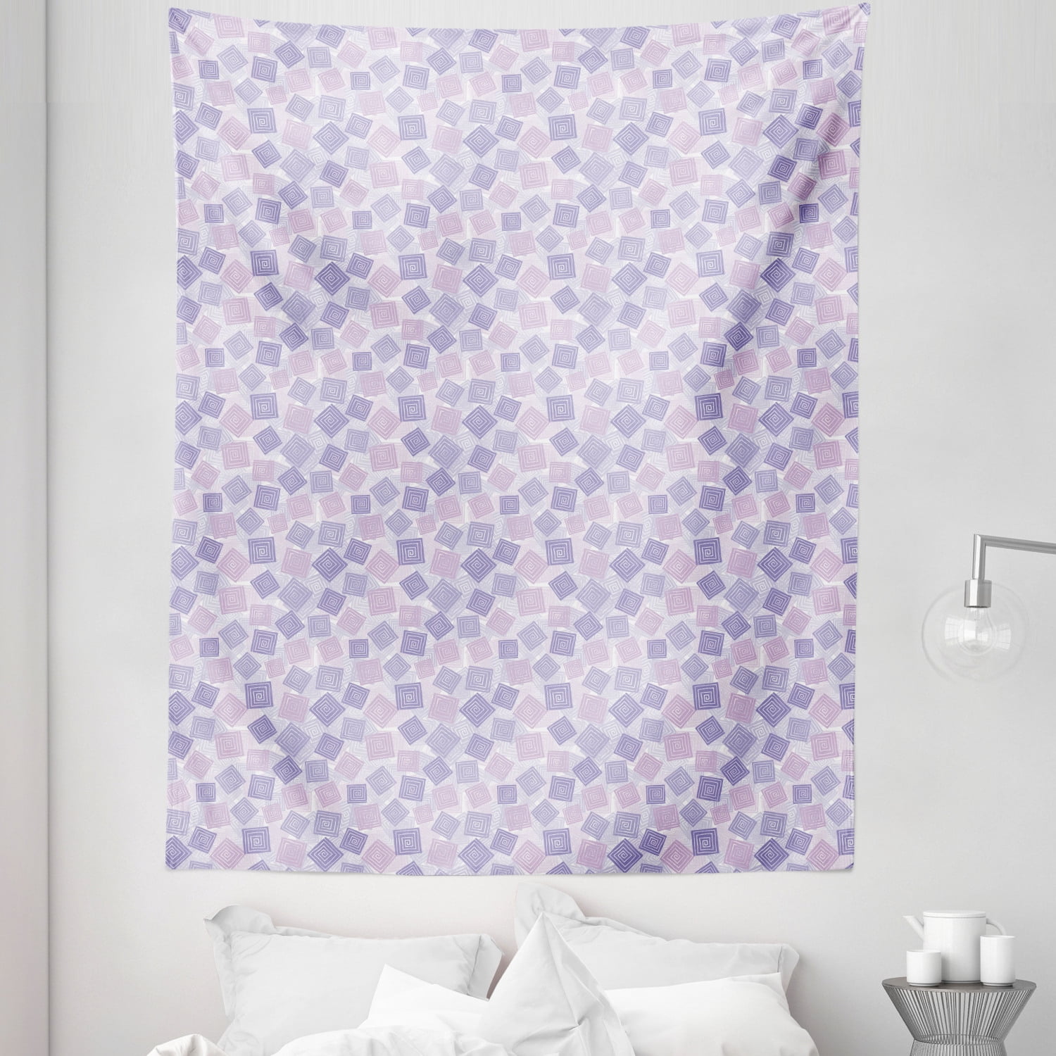 Geometric Tapestry, Ornamental Scattered Spiral Square Shapes Abstract ...