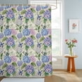 Bathroom Shower Curtain Retro Hydrangea Linen Texture Waterproof Shower ...