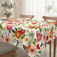 AUQ Floral Tablecloth – Indoor Outdoor Vinyl Table Cover with Flannel ...