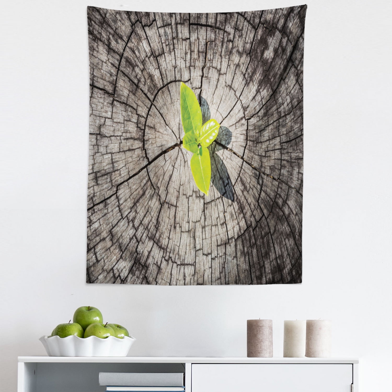 Nature Tapestry, Dried Earth with Last Bush Saving Planet Symbolic ...
