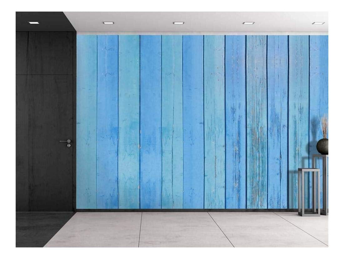 wall26 - Ocean Blue and Sky Blue Wood Panels Alternating Along a Wall ...