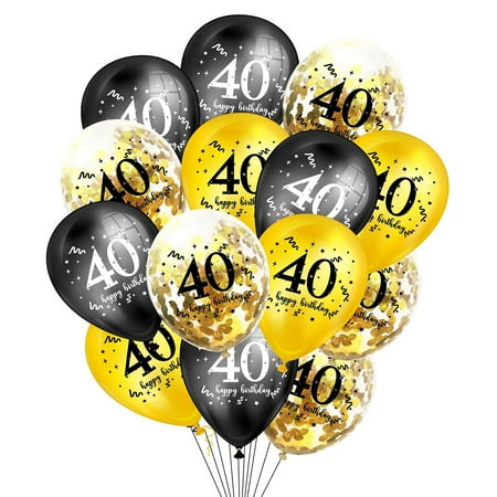 AMZPTBOY 40th Birthday Party Balloons 12 Inch 40 Year Old Balloon Black ...