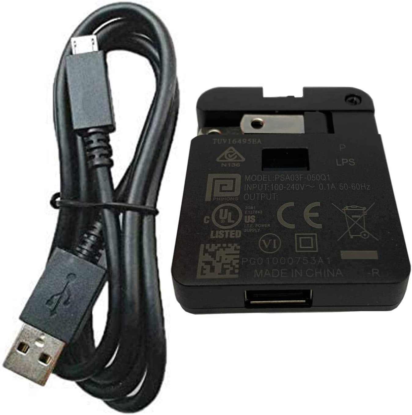 UpBright 5V AC/DC Adapter Wall Charger and Type-C USB Charging Cable ...