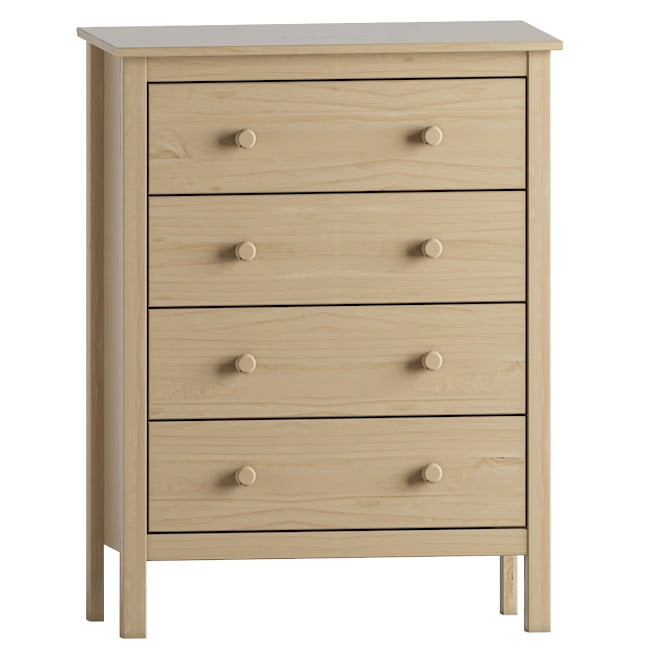 Solid Wood Bedroom Chest With 4 Deep Storage Drawers Honey