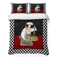 Cartoon Chef Gourmet Red Vintage Floral Black Plaid 3 Pieces Quilt Set ...