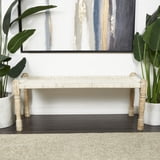 DecMode Cotton Handmade Woven Chevron Patterned Bench with Light Brown ...