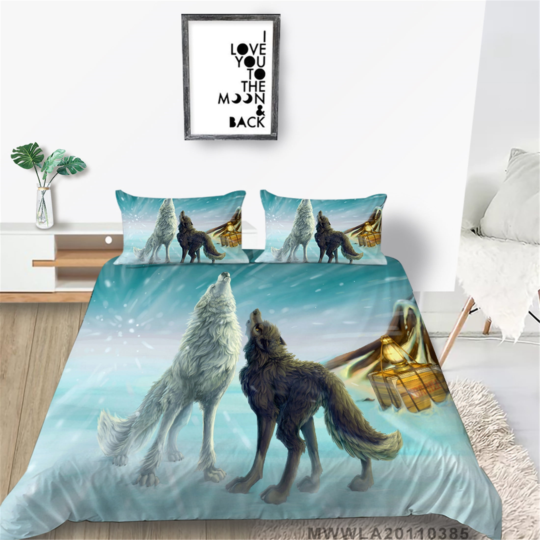 3D Wolf Printed Quilt Cover Set Highend Bedding Cover Set 2/3 Pcs Newly ...