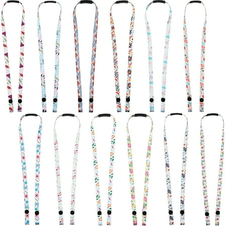 12 Pieces Covering Lanyards Flower Theme Detachable Double Clip Soft ...