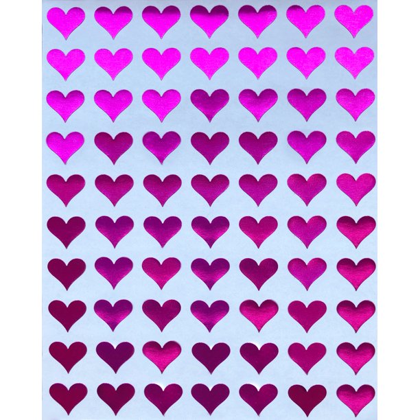 Royal Green Heart Stickers 0.5 inch (13mm) Metallic Pink Hearts Labels ...