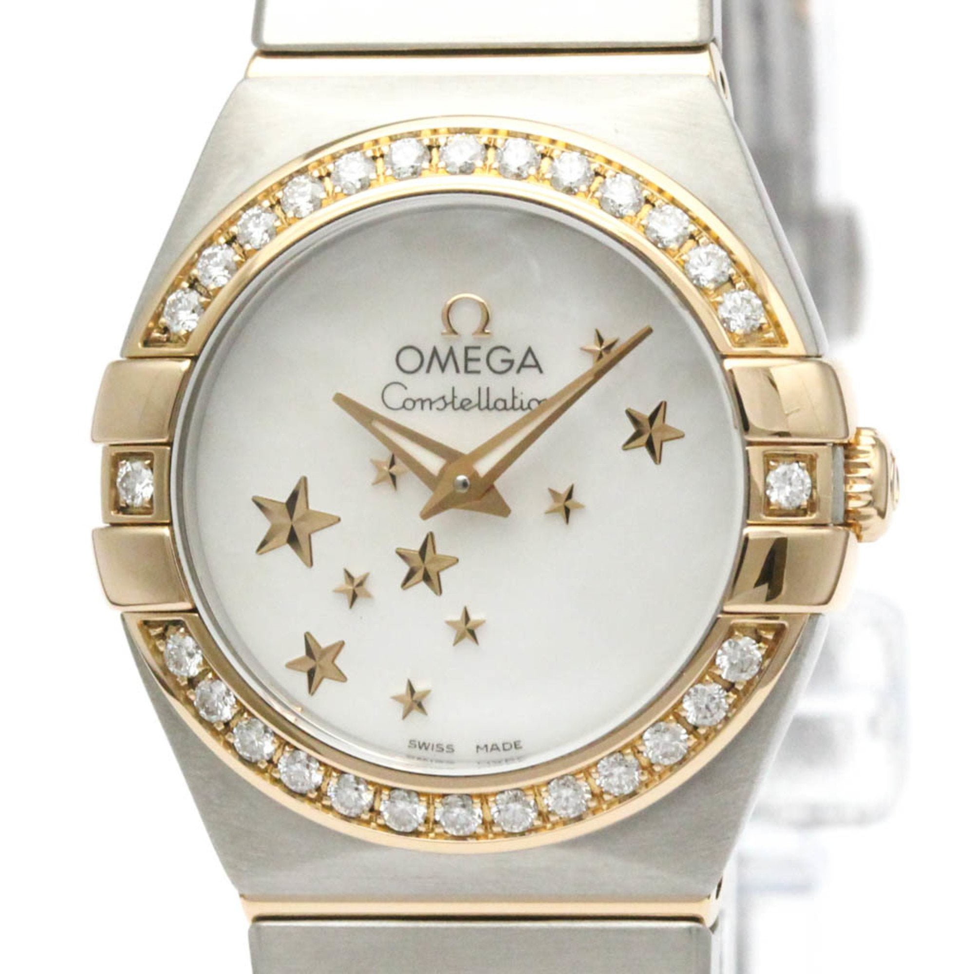 Pre-Owned OMEGA Constellation Brush 18K Rose Gold Steel Watch 123.25.24 ...